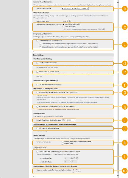 Configuring The Authentication Functions