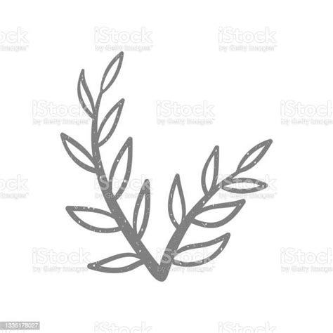 나뭇잎과 그런지 질감이 있는 가지의 단일 실루엣 흰색 배경에 고립 된 낙서 스타일로 잎 실루엣의 벡터 손으로 그린 그림 가을에 대한 스톡 벡터 아트 및 기타 이미지 Istock