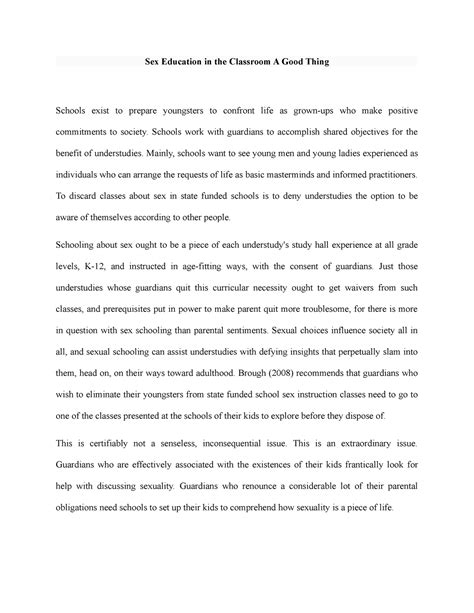 Sex Education In The Classroom A Good Thing Basic Research Studocu