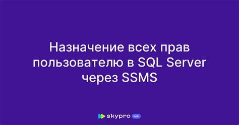 Назначение всех прав пользователю в Sql Server через Ssms