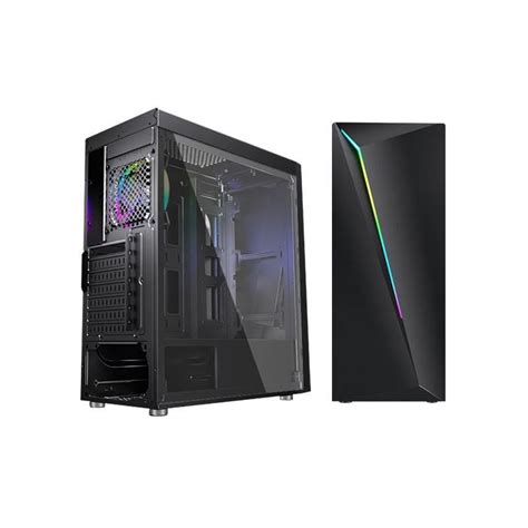 Powerlogic Agile Turdus Tg Atx Black Case With 1x 120mm Rainbow Fan