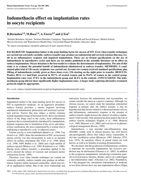 Pdf Indomethacin Effect On Implantation Rates In Oocyte Recipients