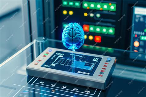 Digital Interface With A 3d Brain Model Representing Advanced Ai