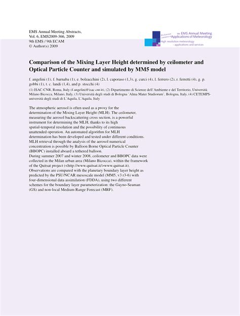 Pdf Comparison Of The Mixing Layer Height Determined By Ceilometer