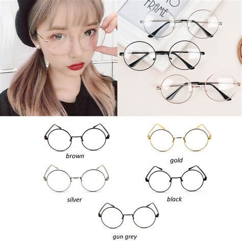 แว่นตาแฟชั่น กรอบโลหะ ทรงกลม เลนส์ใส ออกแบบเรียบง่าย สําหรับผู้หญิง และผู้ชาย Mannahs Th