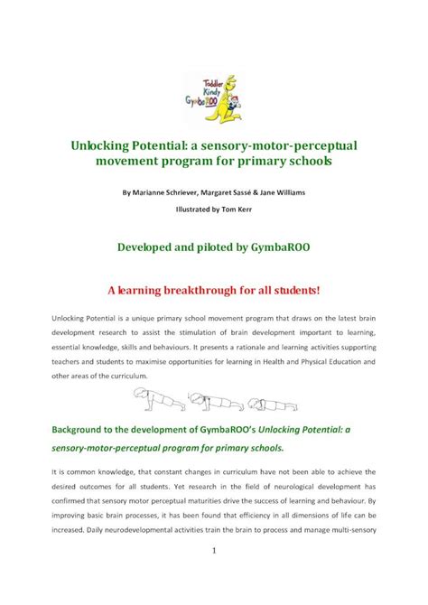 Pdf Unlocking Potential A Sensory Motor Perceptual Movement · Sensory Motor Perceptual