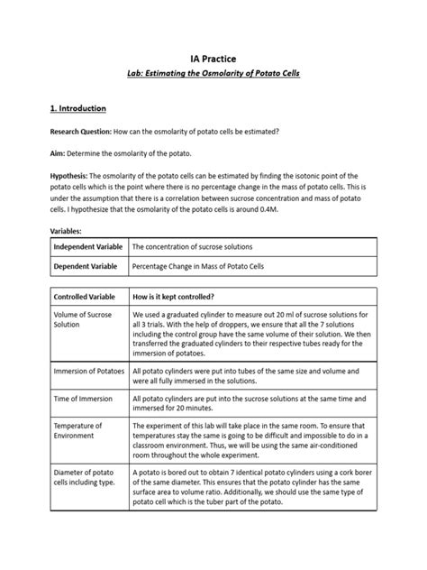 Lab Estimating The Osmolarity Of Cells Latte 1 Pdf Analysis Of Variance Outlier