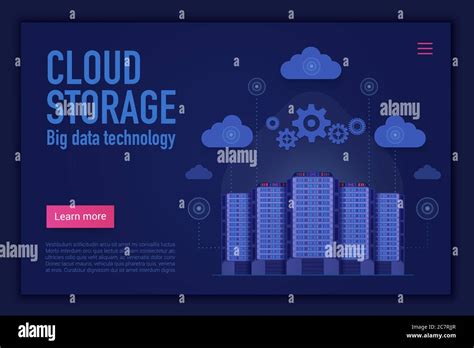 Cloud Storage Vector Landing Page Template Cloud Management Computing