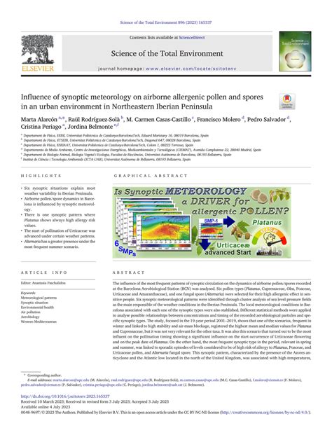 Pdf Influence Of Synoptic Meteorology On Airborne Allergenic Pollen And Spores In An Urban