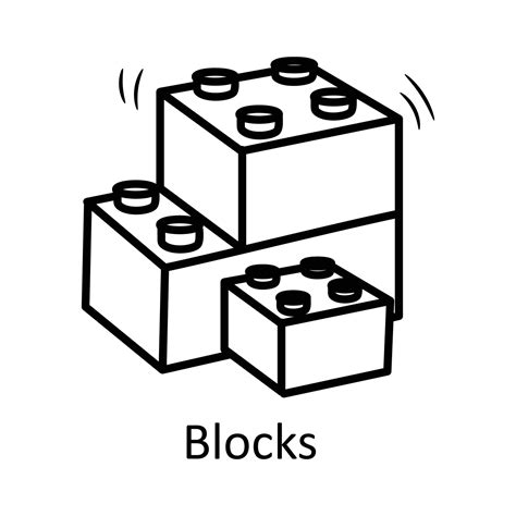 Blocks Vector Outline Icon Design Illustration Toys Symbol On White