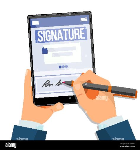 Electronic Signature Tablet Vector Electronic Document Contract Digital Signature Isolated