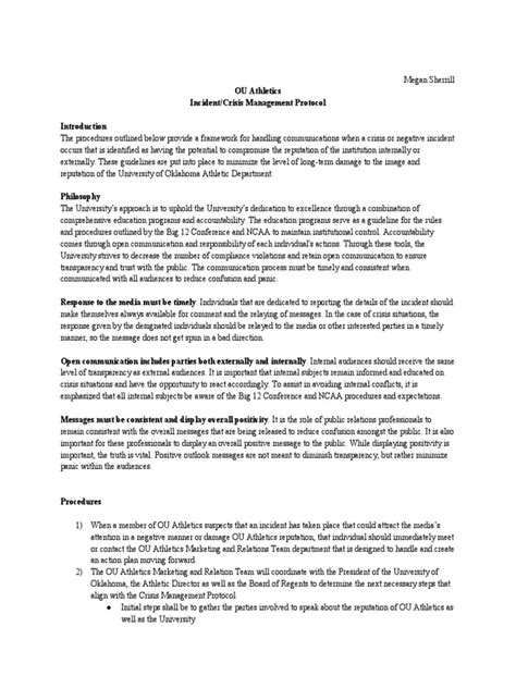 Crisis Protocol Pdf Crisis Management Communication