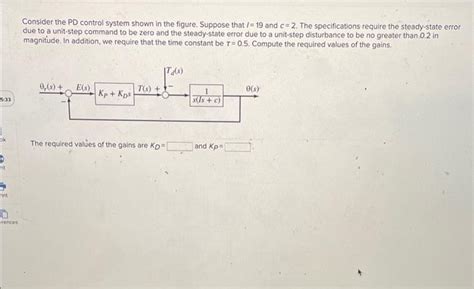 Solved Consider The PD Control System Shown In The Figure Chegg