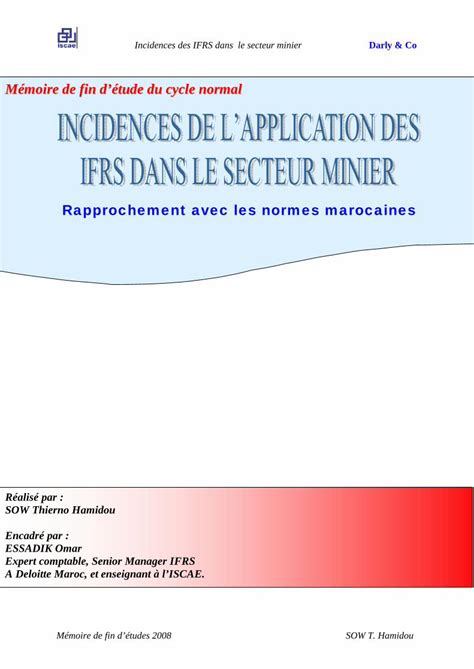 Pdf Incidences De Lapplication Des Ifrs Dans Le Secteur Minier