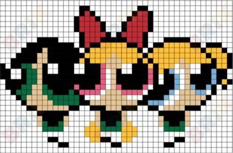 Powerpuff Girls Pixel Art Papercrafts Paper Crafts Personagens