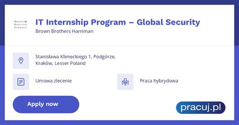 oferta pracy it internship program global security brown brothers harriman kraków