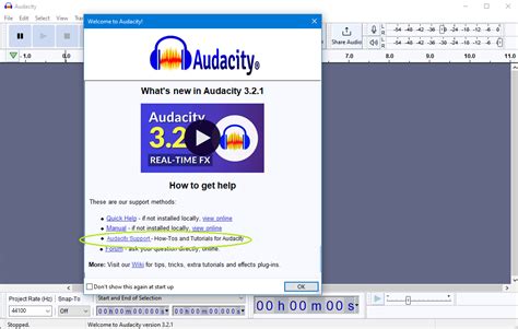 Help Menu And Welcome To Audacity Dialog To Have An Entry To Link To GitBook Audacity