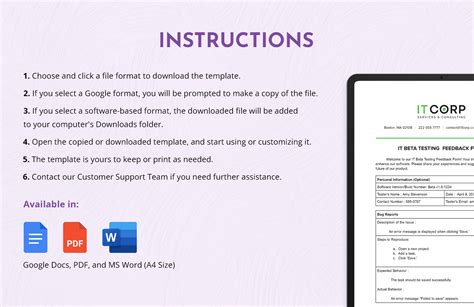 IT Beta Testing Feedback Form Template In Word PDF Google Docs Download Template Net