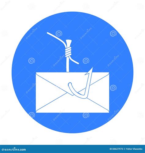 Hooked E Mail Icon In Outline Style Isolated On White Background