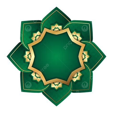 Luxury Islamic Border Green Floral Shape Vector Islamic Badge Islamic