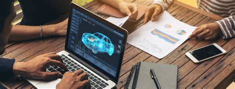Electric Car Design Software On Computer Screen Show Simulation