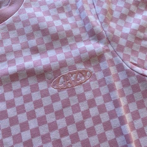 Lazy Oaf Womens Pink And White T Shirt Depop