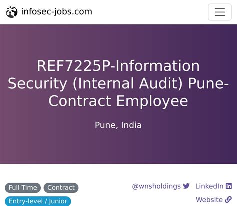 Hiring Ref7225p Information Security Internal Audit Pune Contract