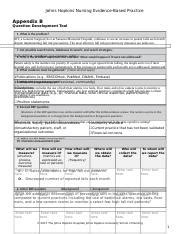 Appendix B Question Development Tool Docx Johns Hopkins Nursing Evidence Based Practice