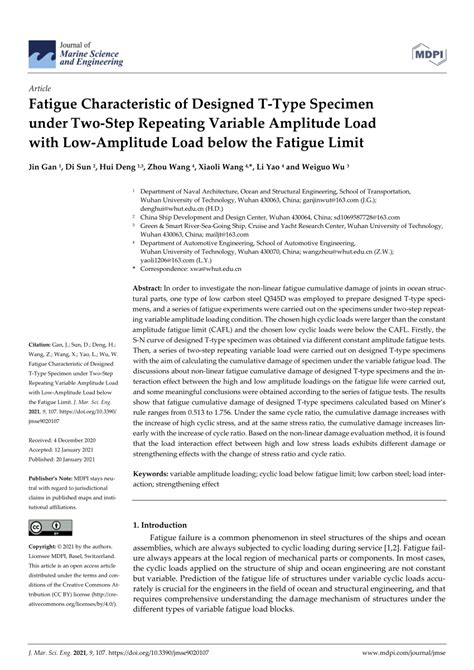 Pdf Fatigue Characteristic Of Designed T Type Specimen Under Two Step Repeating Variable