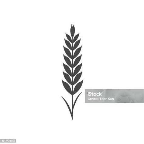 미니멀 한 밀 아이콘 간단한 보리 위트 쌀 로고 벡터 일러스트 흰색 배경에 격리 된 밀 벡터 농장 및 베이커리 기호 건강한 식생활에 대한 스톡 벡터 아트 및 기타 이미지