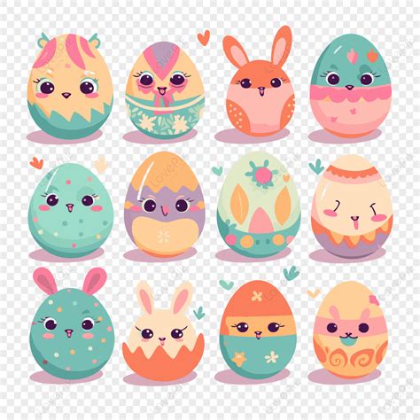 귀여운 부활절 달걀 벡터상표클립 아트만화 Png 일러스트 무료 다운로드 Lovepik