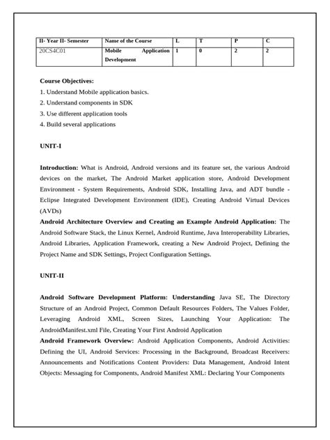 Mad Syllabus Pdf Android Operating System Java Programming