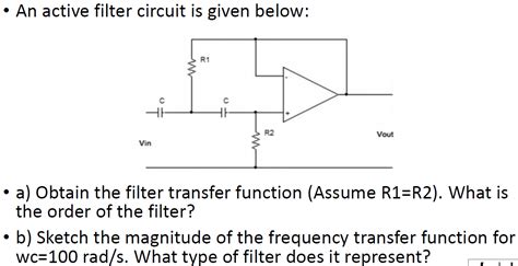 A ﻿obtain The Filter Transfer Function Assume