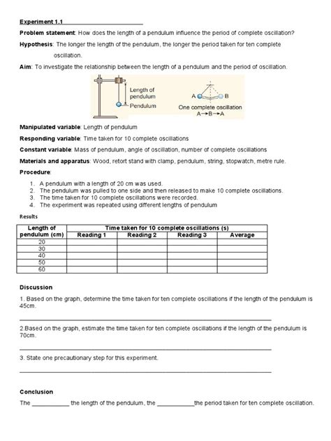 science form 1 experiment 1 1 pendulum pdf