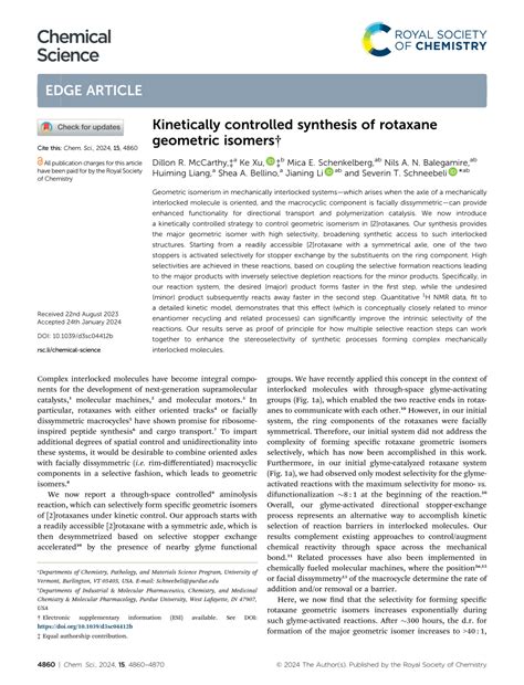 Pdf Kinetically Controlled Synthesis Of Rotaxane Geometric Isomers