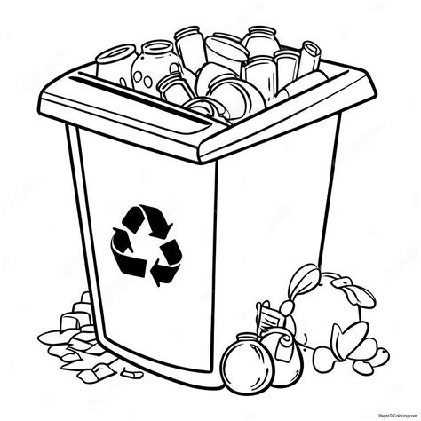 Cute Recycling Bin Coloring Page 6042 5006
