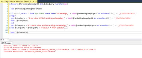creating a view dynamically via a variable sql server stack overflow
