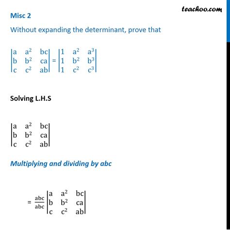 question 1 without expanding the determinant prove that