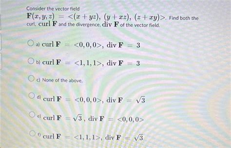 Solved Consider The Vector Field
