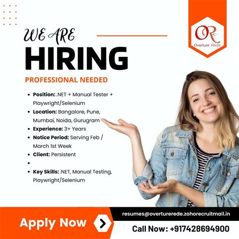 Overture Rede 🚀 We Are Hiring 🚀 Position Net Manual Tester Playwrightselenium Location