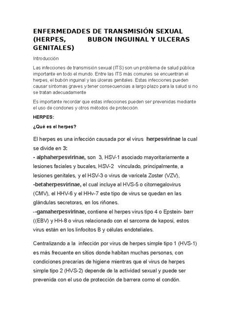 Enf TransmisiÓn Sexual Herpes BubÓn Inguinal Y Úlceras Genitales