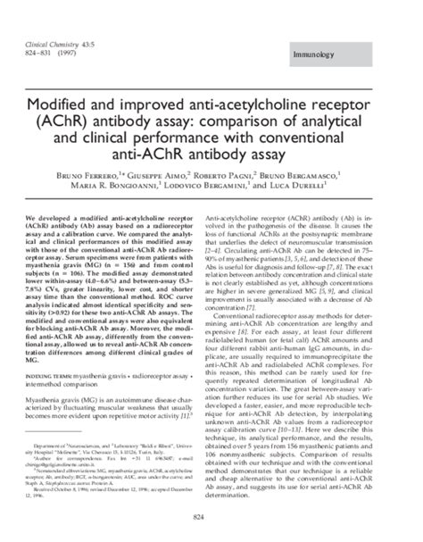 Pdf Modified And Improved Anti Acetylcholine Receptor Achr Antibody Assay Comparison Of