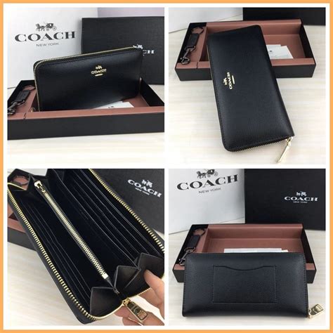 Coach Women Black Long Straight Wallet With Coin Complartment Womens