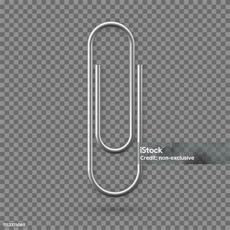현실적인 클립 아이콘입니다 그림자와 함께 종이 클립 첨부 파일 비즈니스 문서를 첨부 합니다 벡터 일러스트 레이 션에 고립 된 투명 한 배경 0명에 대한 스톡 벡터 아트 및
