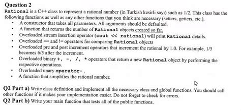 Solved Question Rational Is A C Class To Represent A Chegg Com