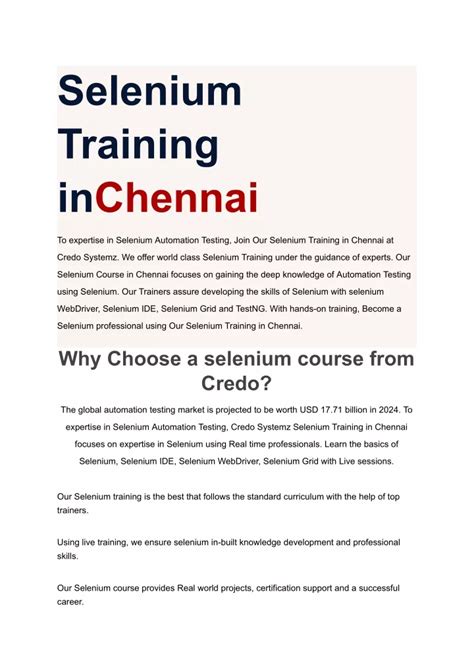 Ppt Selenium Training At Credo Systemz Powerpoint Presentation Free