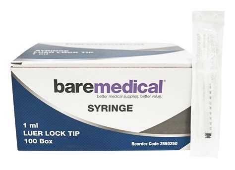 Syringe 1ml Luer Lock Tip Baremedical
