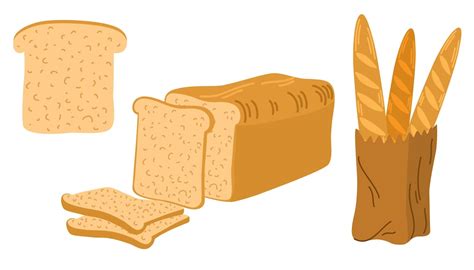 Brood Set Volkoren Gist Gebakken Brood Eten Teken Ideaal Voor Café