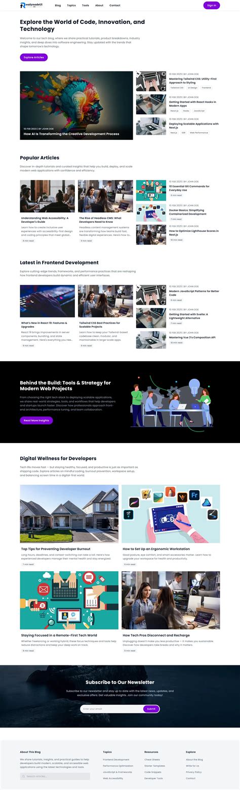 Tailwind Css Landing Page Readymadeui