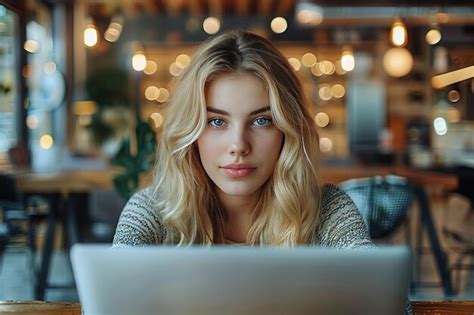 Laptop Women Female Computer Person Business Young Technology Beauty